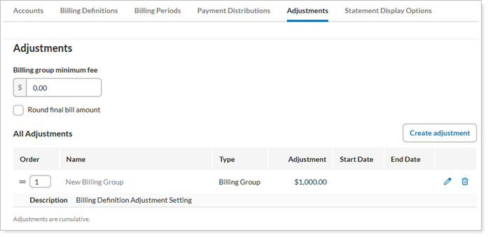 Impact of Changing Billing Definition and Billing Statement Settings