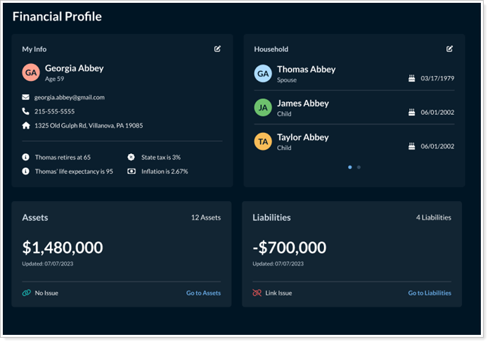 Introduction to the Financial Profile Page